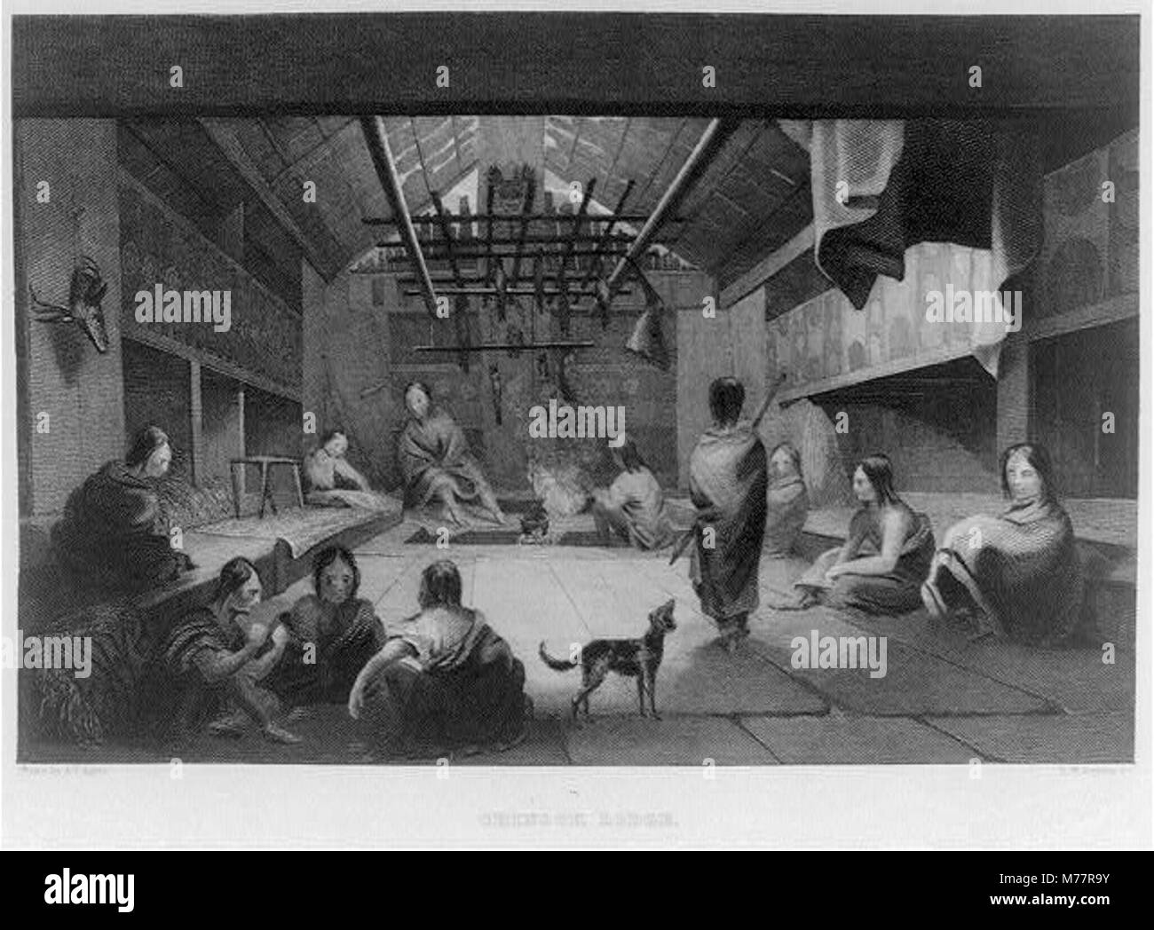 Depiction of a Chinook lodge, illustrated by A.T. Agate and engraved by ...