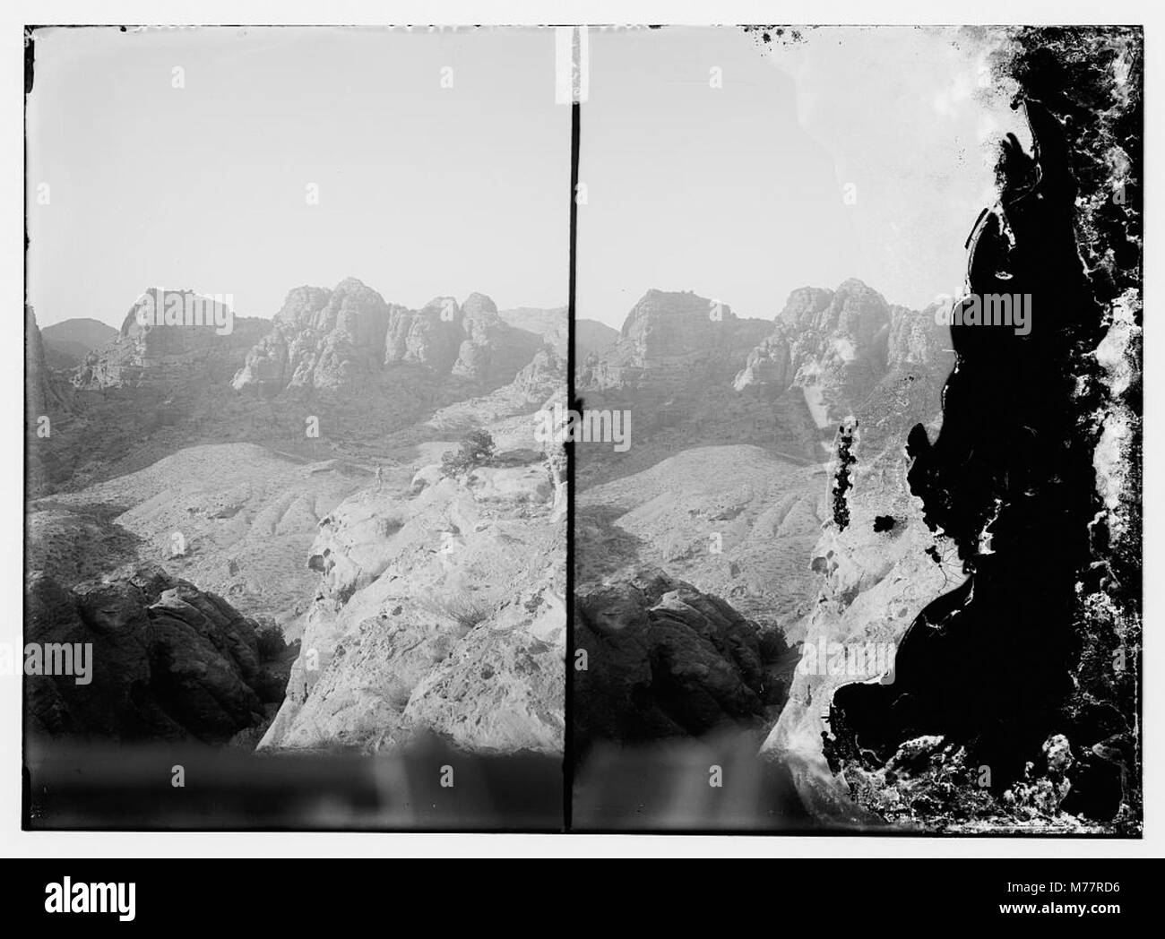 An aerial view of Petra, an ancient city in Jordan, famous for its rock ...