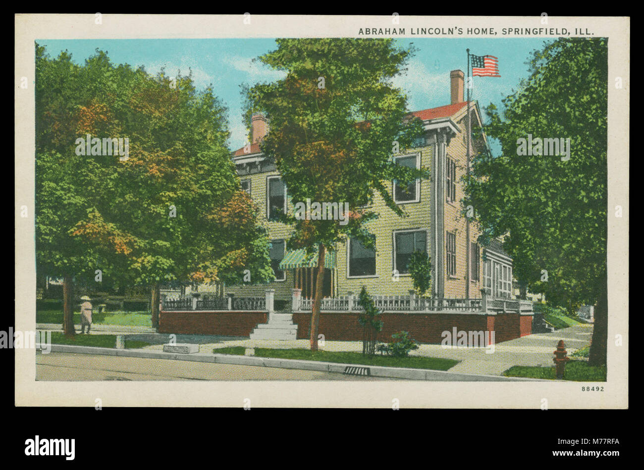 Photograph of Abraham Lincoln's home in Springfield, Illinois, a historic site where the 16th ...