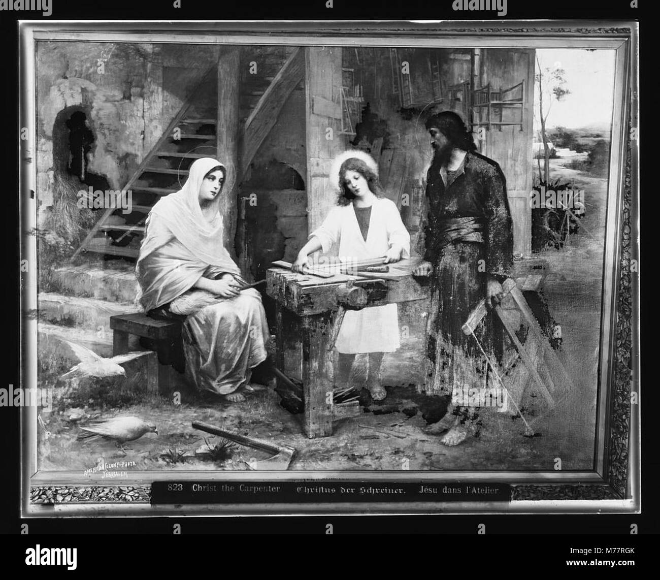 A religious artwork titled 'Christ the Carpenter,' depicting Jesus ...