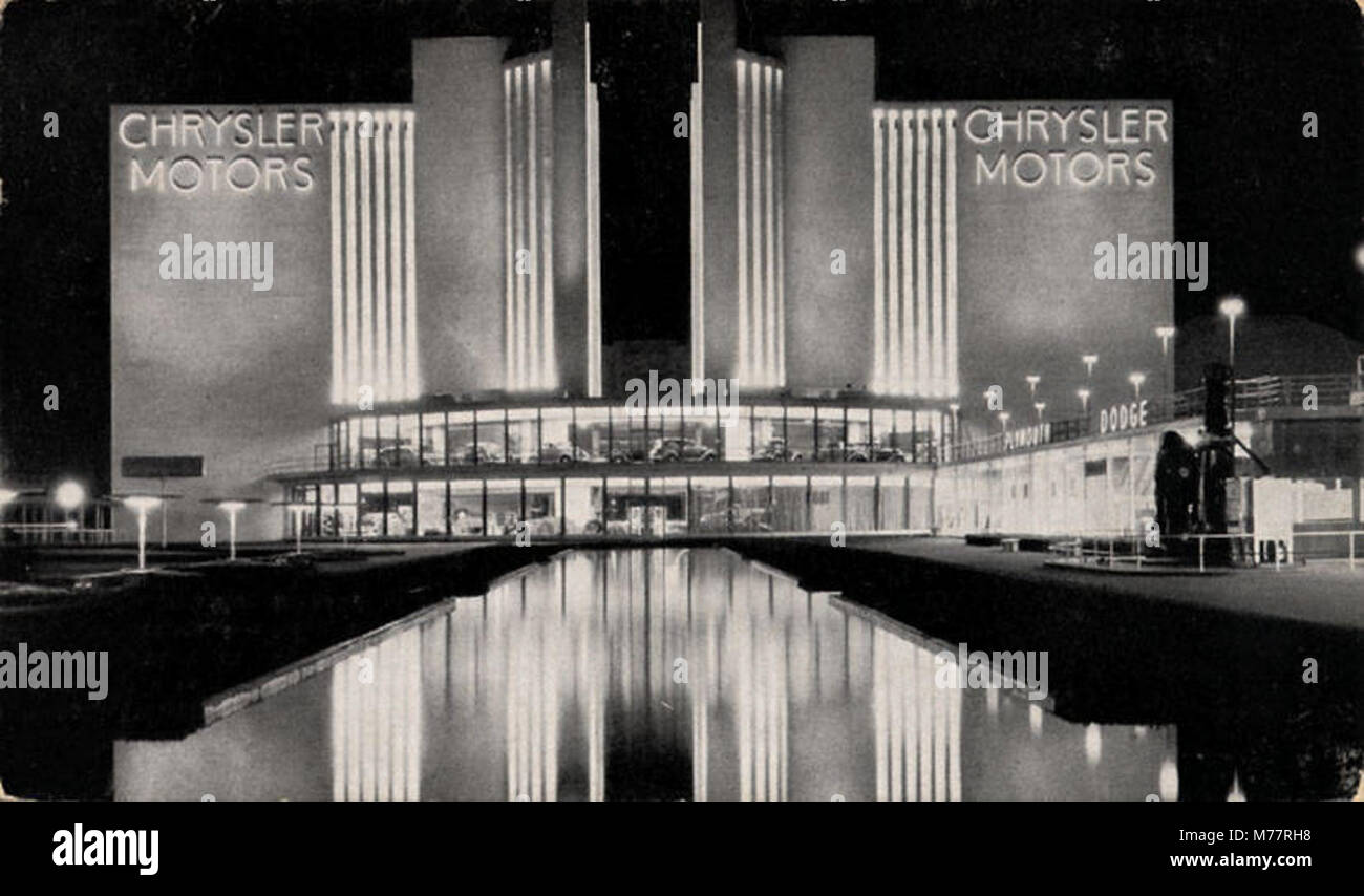 This photograph showcases the Chrysler Motors Building, an ...