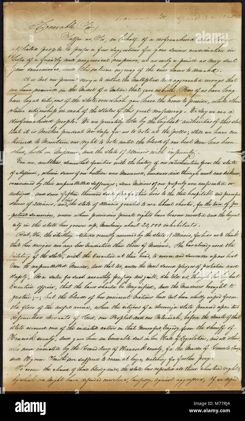 A letter from the Church of Jesus Christ of Latter-day Saints to the ...