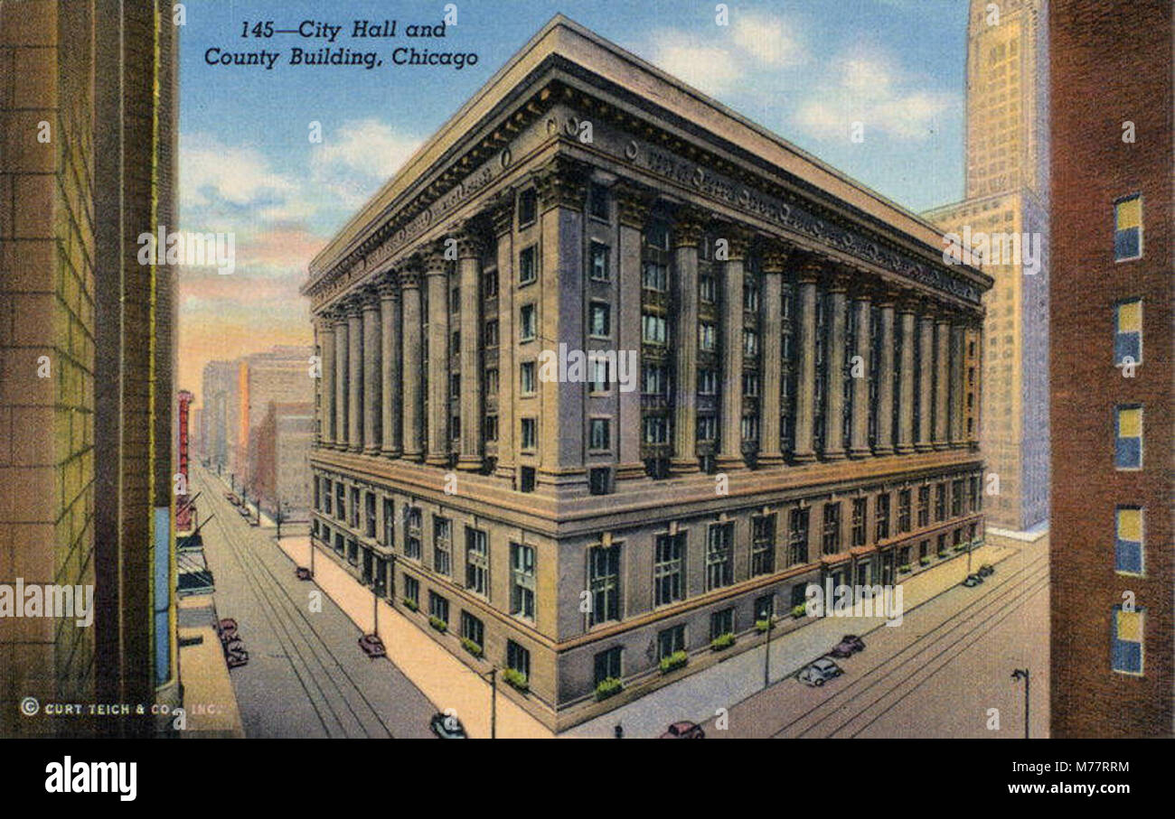 A photograph of a city hall and county building, showcasing early 20th ...