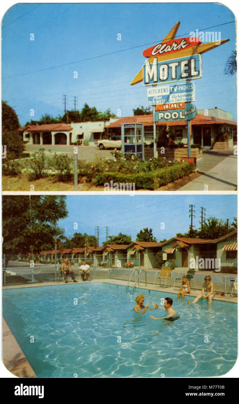 The Clark Motel, shown in this photograph, was a mid-20th-century ...