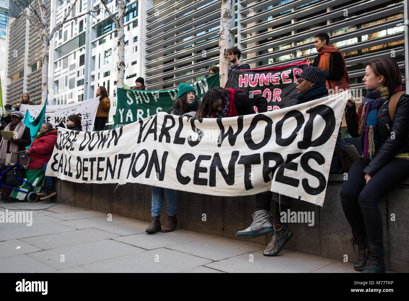 London, UK. 8th March, 2018. Women protest outside the Home Office on ...