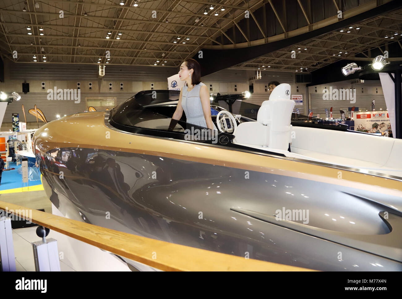 Yokohama, Japan. 8th Mar, 2018. A model displays Japanese automobile ...