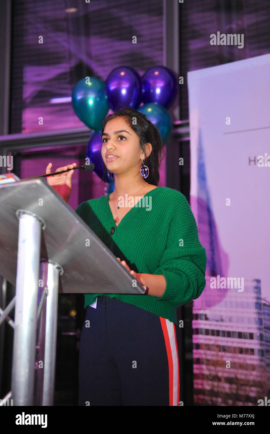 London, UK. 8th March, 2018. Amika George (campaigner for free ...