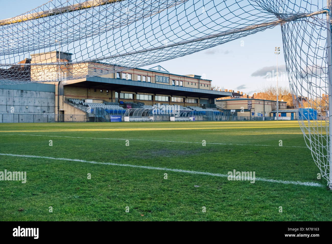 The football pitch and grounds of Dulwich Hamlet Football Club viewed ...