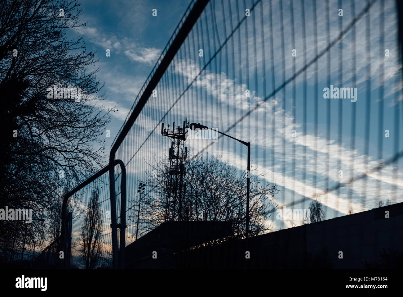 A temporary perimeter fence around Dulwich Hamlet Football Club on the ...