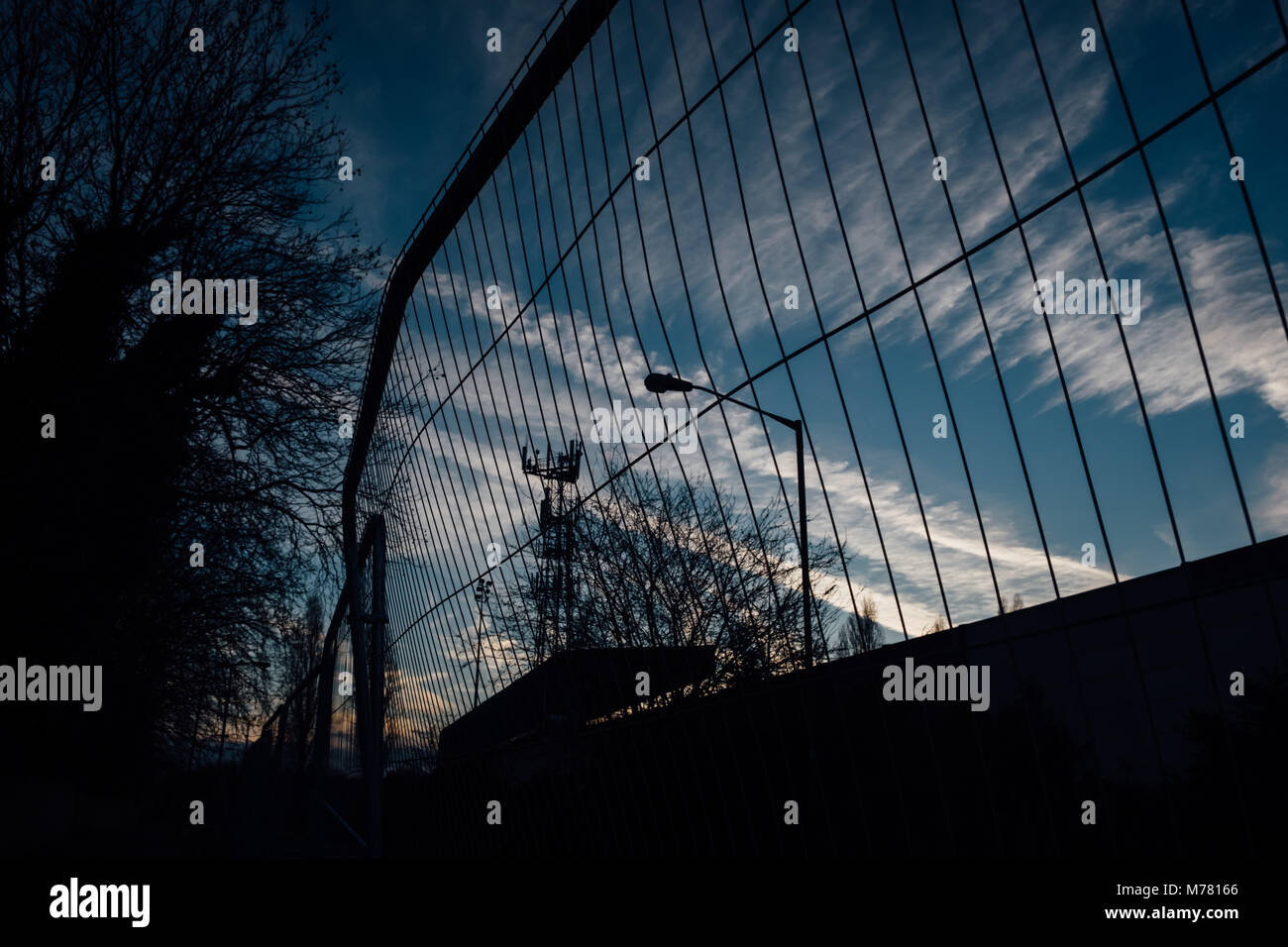 A temporary perimeter fence around Dulwich Hamlet Football Club on the ...