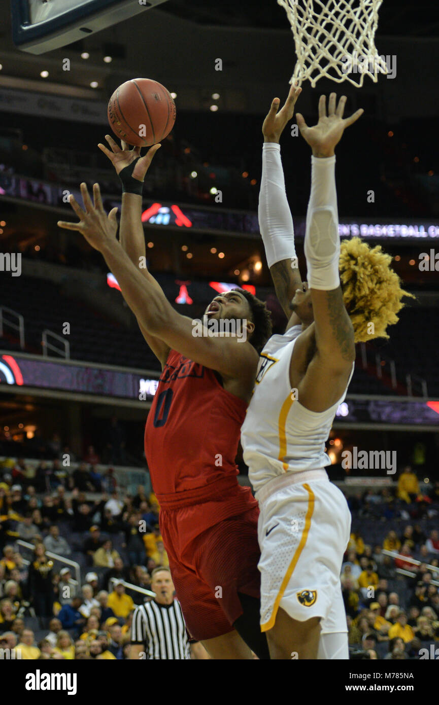 Washington, DC, USA. 8th Mar, 2018. JUSTIN TILLMAN (4) attempts to ...