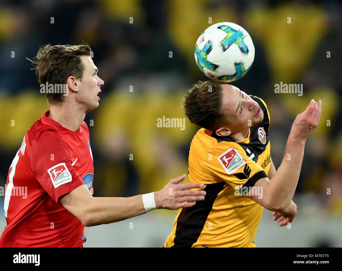 09 March 2018, Germany, Dresden: 2nd division Bundesliga, Dynamo ...