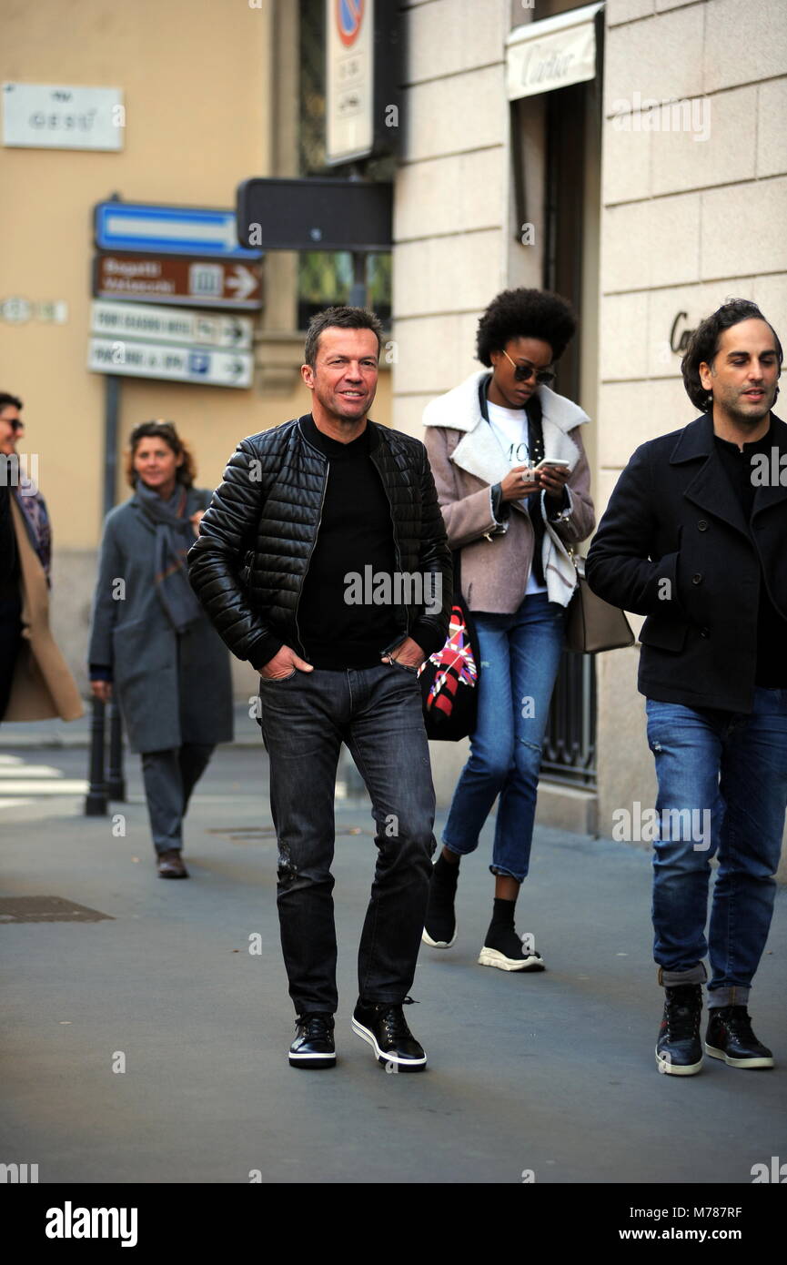 Milan, Lothar Matthaus at lunch in a restaurant in the center with a ...