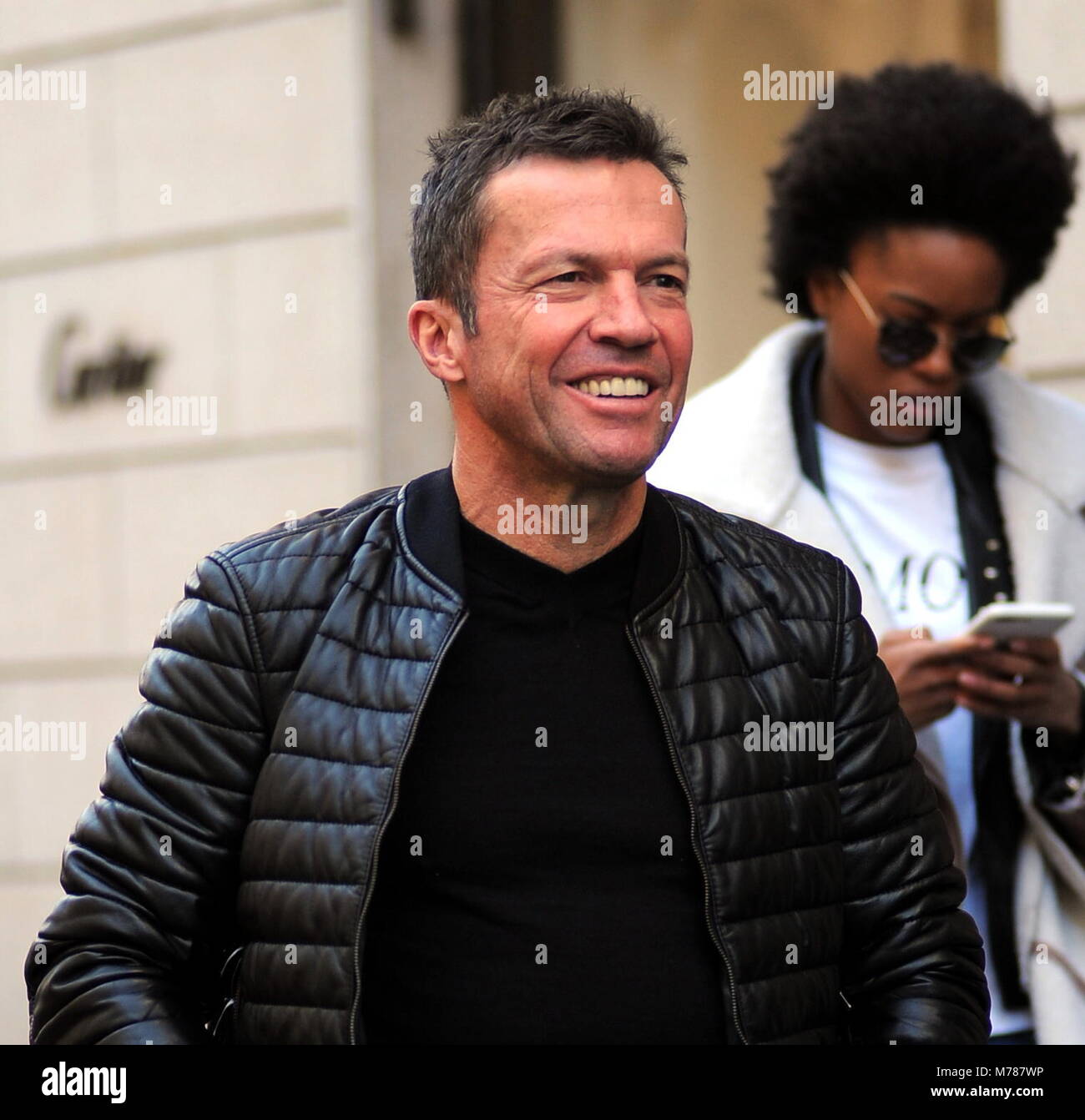 Milan, Lothar Matthaus at lunch in a restaurant in the center with a ...