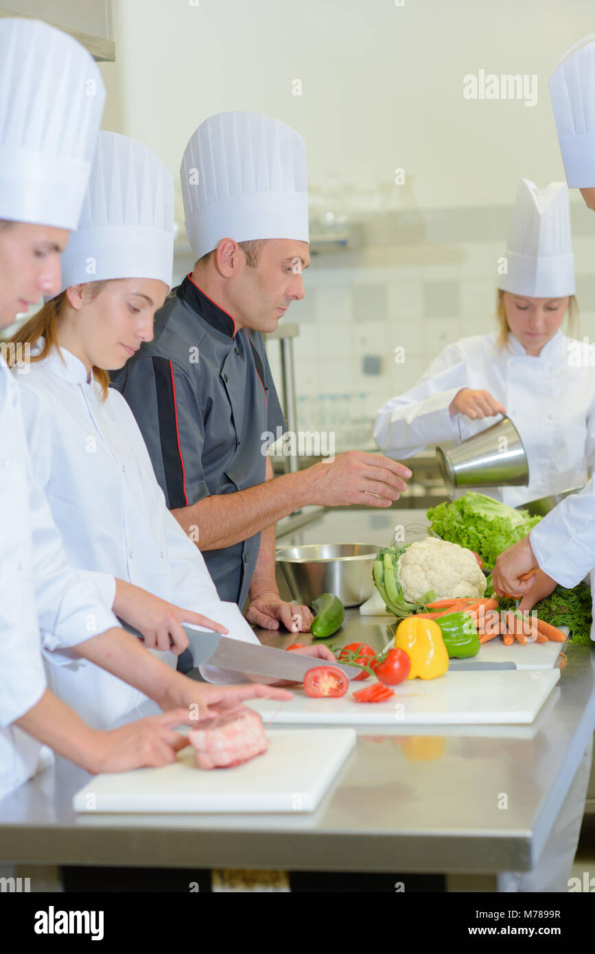 team of chefs working at kitchen Stock Photo - Alamy