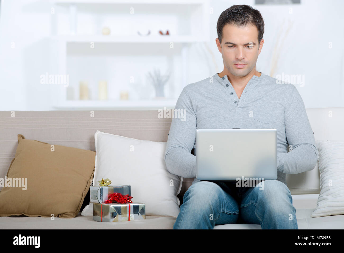 man and laptop Stock Photo - Alamy