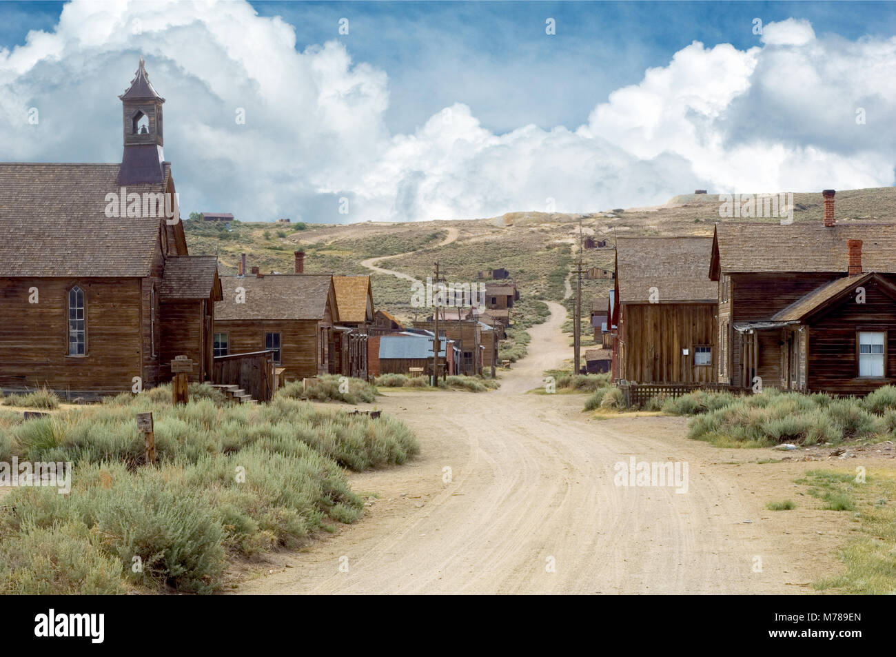 A view down a main street in ghost town Bodie, in Bodie State Historic ...