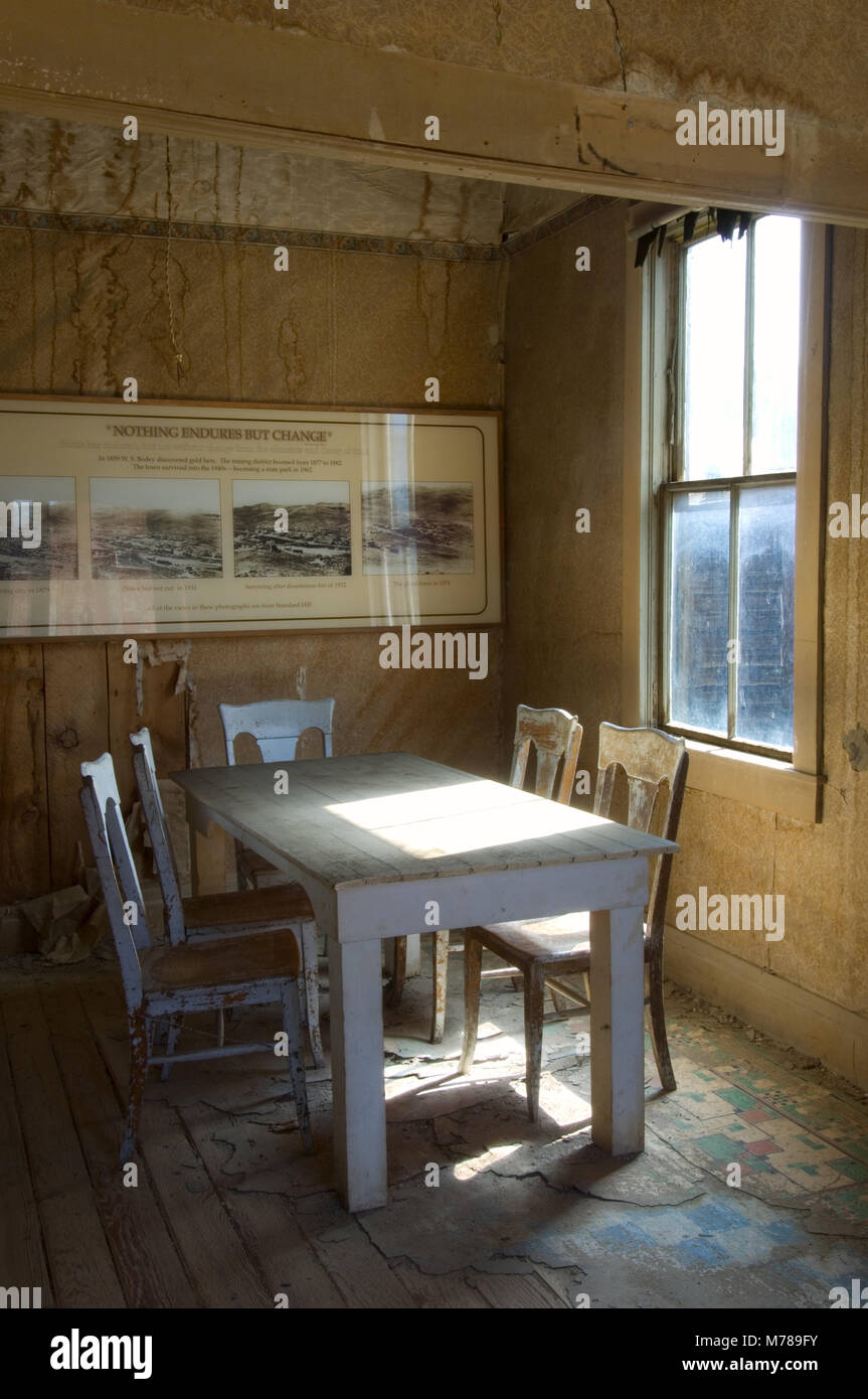 Interior of the livingroom in the Miller house in ghost town Bodie, in ...
