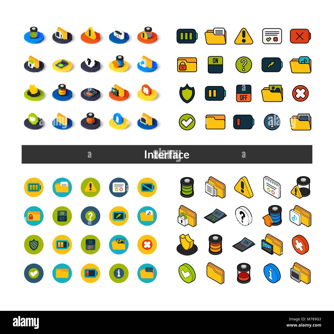 Set different progress bar icons Cut Out Stock Images & Pictures - Alamy