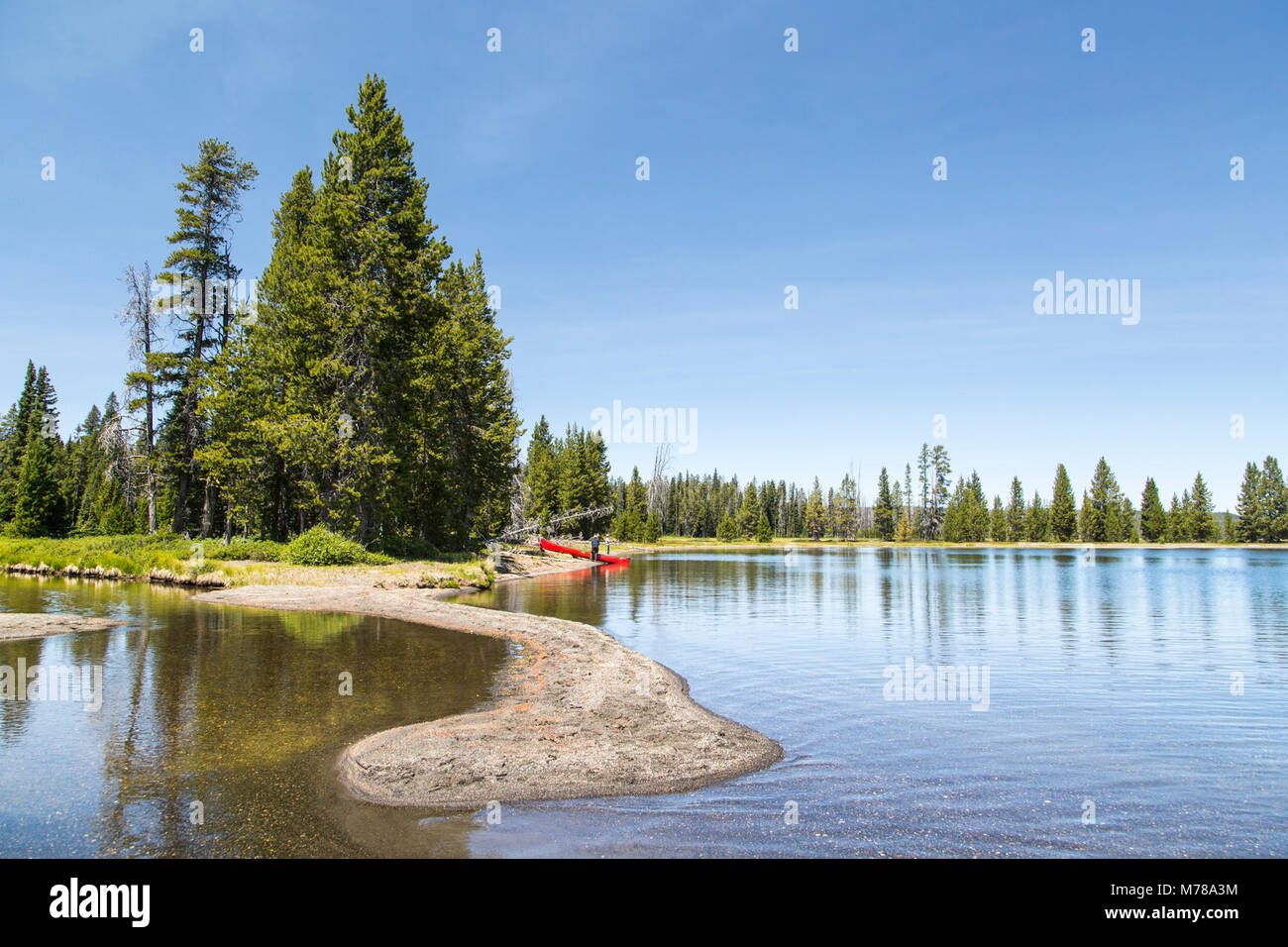 Fishing the west side of Lewis Lake Stock Photo - Alamy