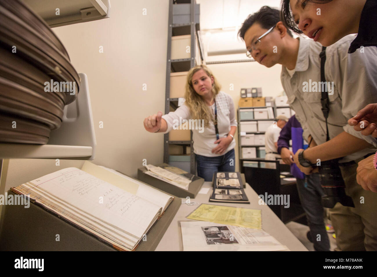 Historic documents on display during a tour of the Heritage Stock Photo ...