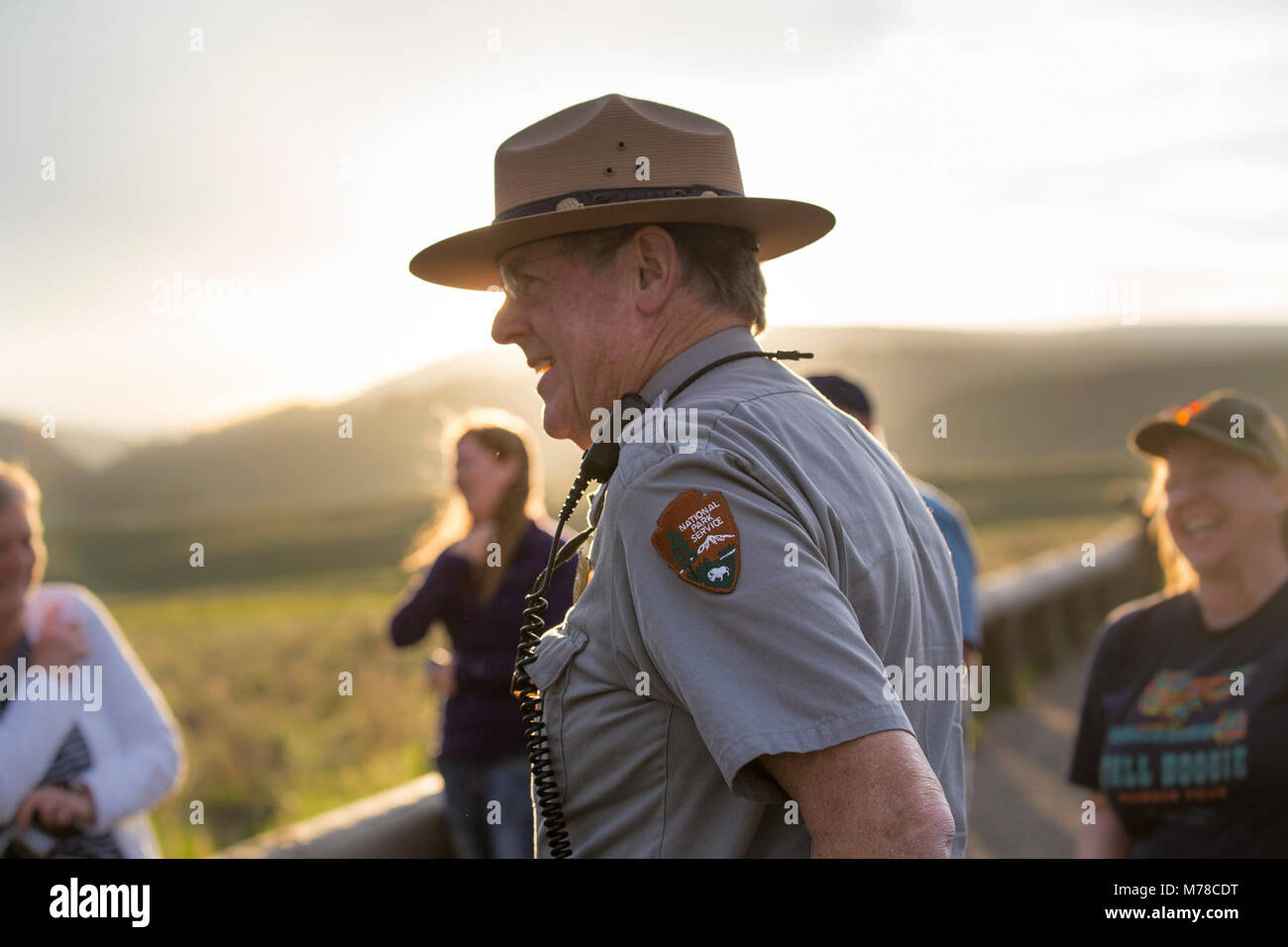 Ranger at sunset, Lamar Valley Stock Photo - Alamy