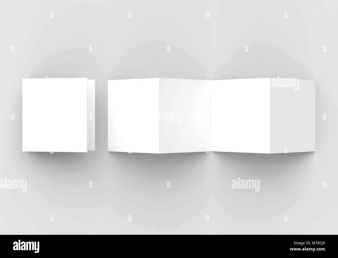 8 page leaflet, 4 panel accordion fold square brochure mock up isolated ...