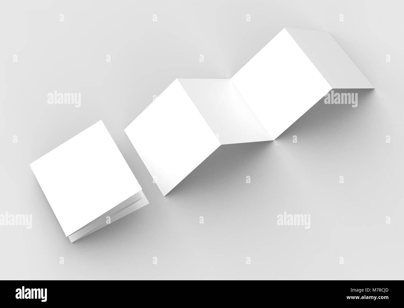 8 page leaflet, 4 panel accordion fold square brochure mock up isolated ...