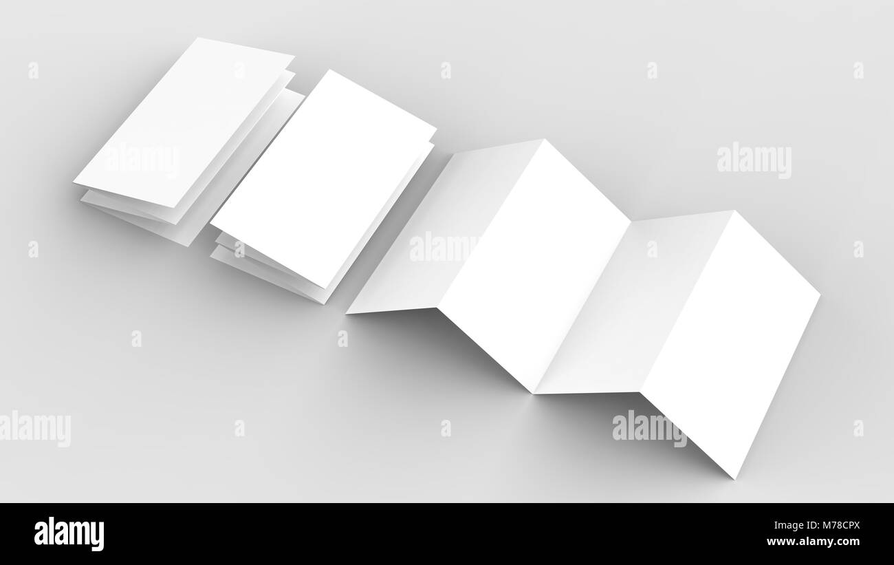 8 page leaflet, 4 panel accordion fold vertical brochure mock up ...