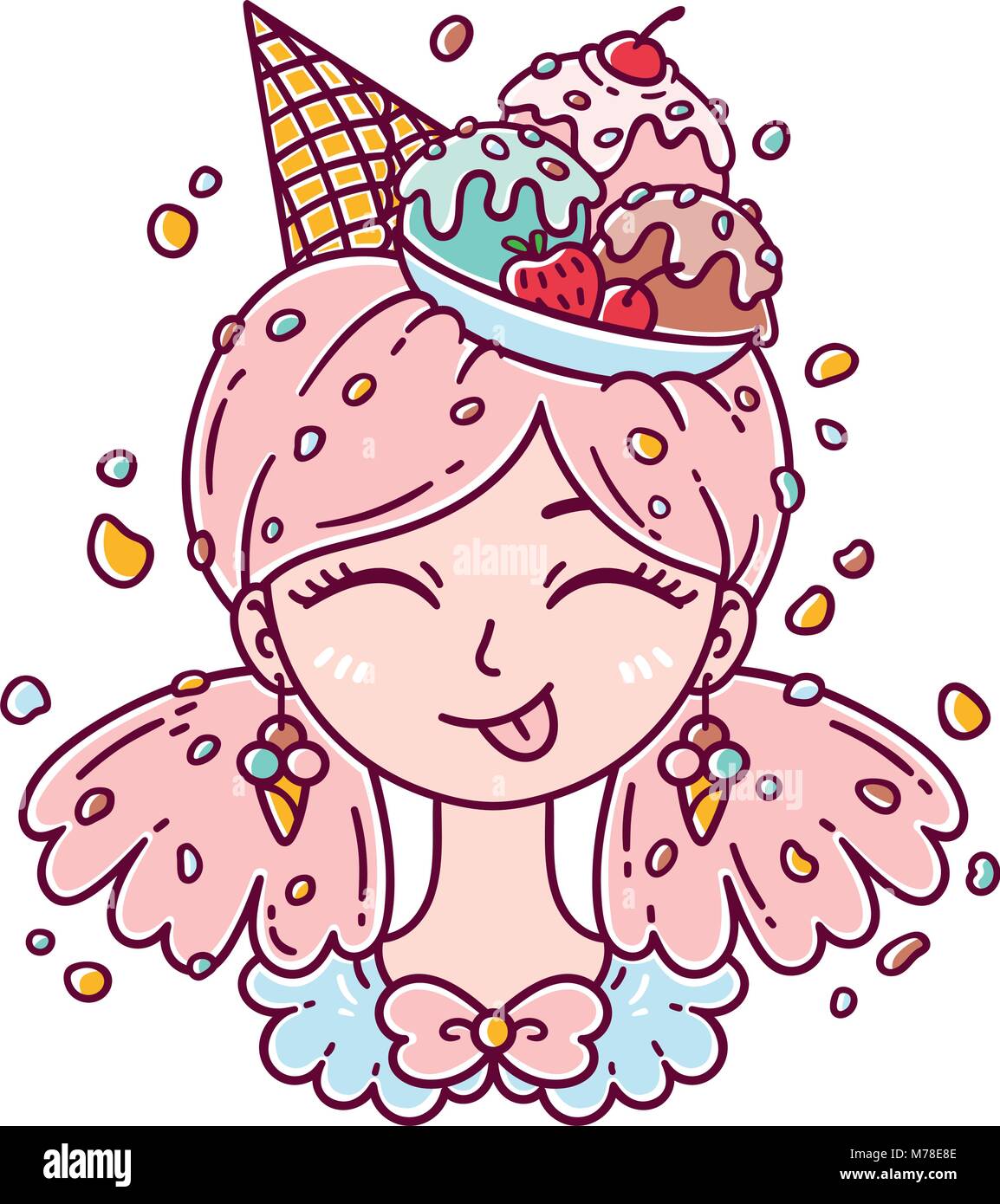 Ice cream girl. Vector illustration Stock Vector Image & Art - Alamy