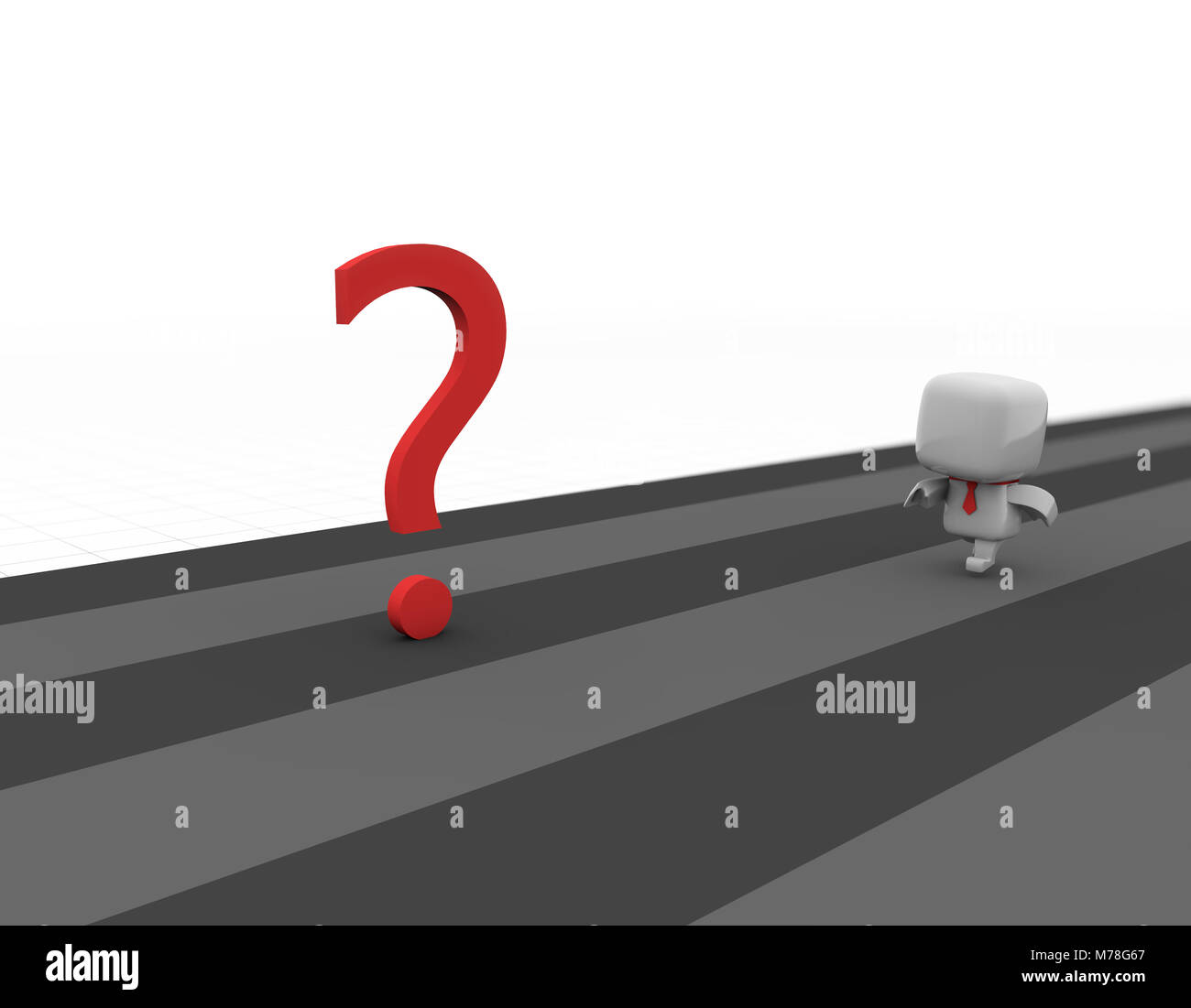 Business small white man run with question mark Stock Photo - Alamy