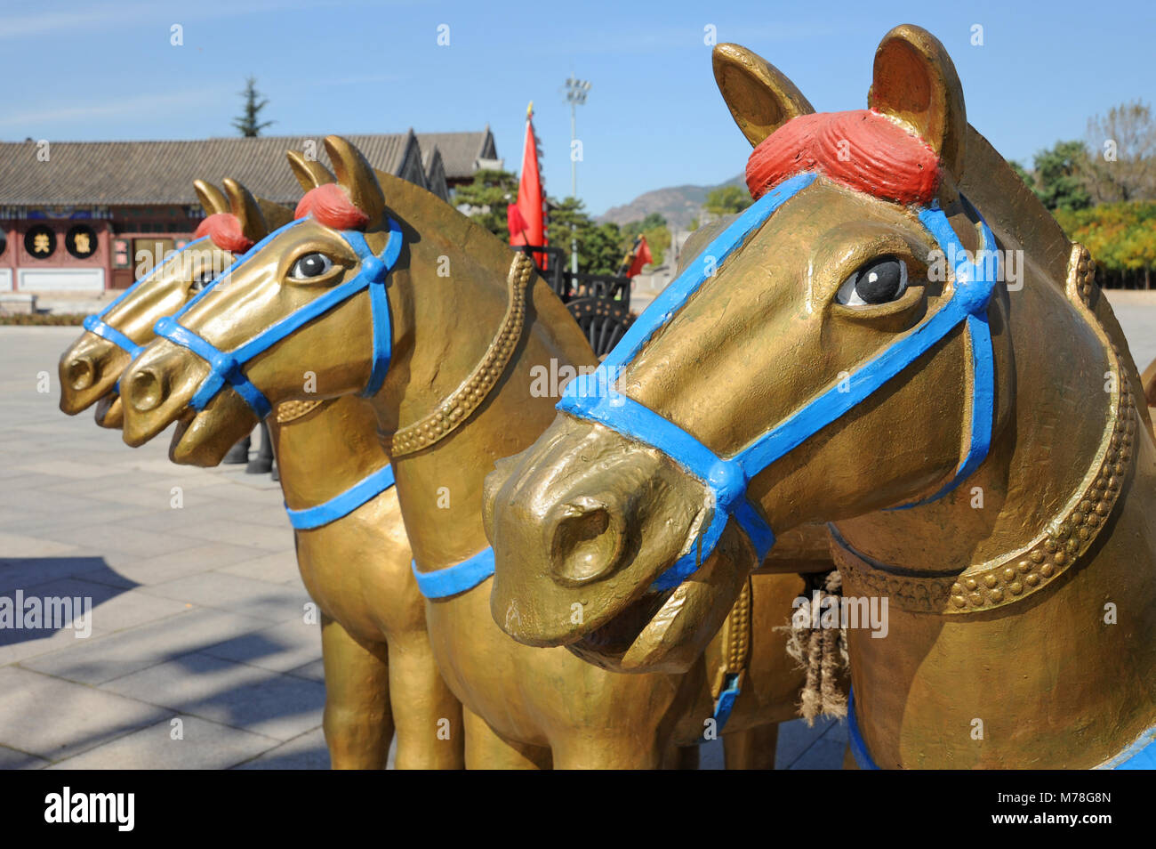 Fibreglass horses at the Zhendong gate of the Shanhai pass, Great Wall ...