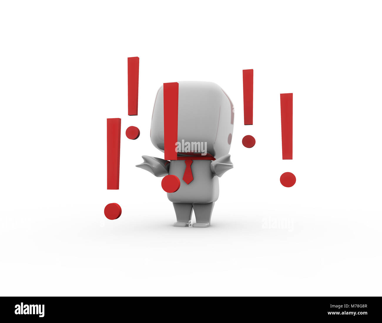 Business small white man and exclamation mark Stock Photo - Alamy