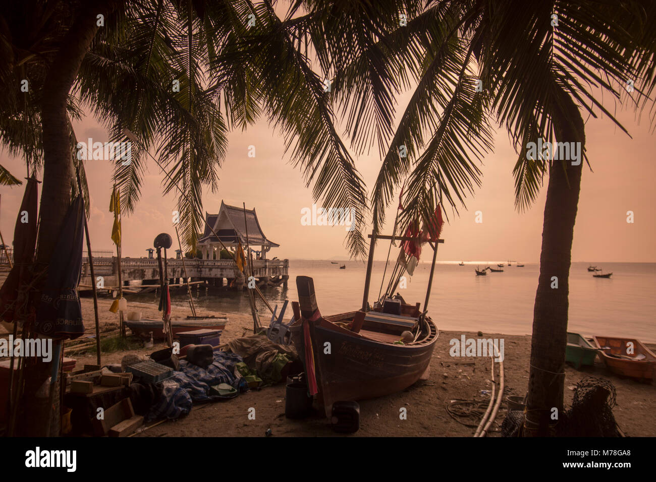 the Bang Saen Beach at the Town of Bangsaen in the Provinz Chonburi in ...
