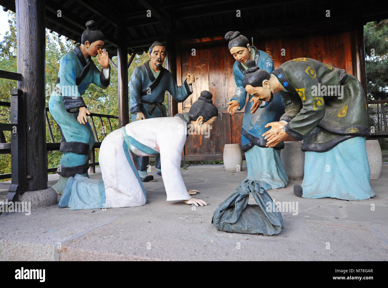 Figurines displaying scenes from traditional Chinese stories at the ...
