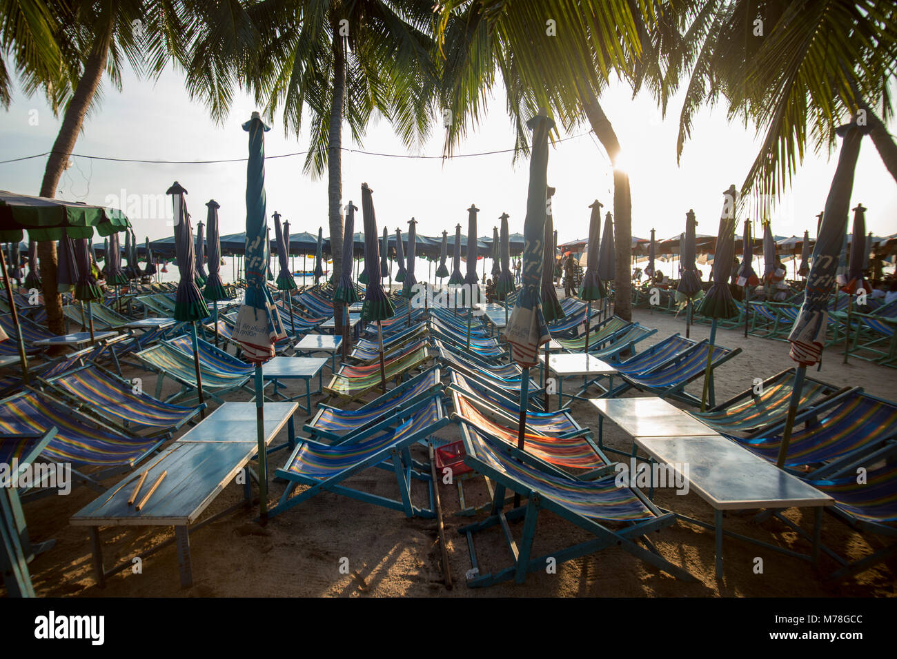the Bang Saen Beach at the Town of Bangsaen in the Provinz Chonburi in ...