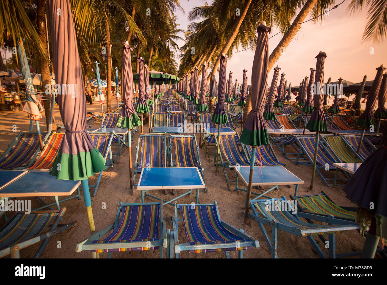 the Bang Saen Beach at the Town of Bangsaen in the Provinz Chonburi in ...