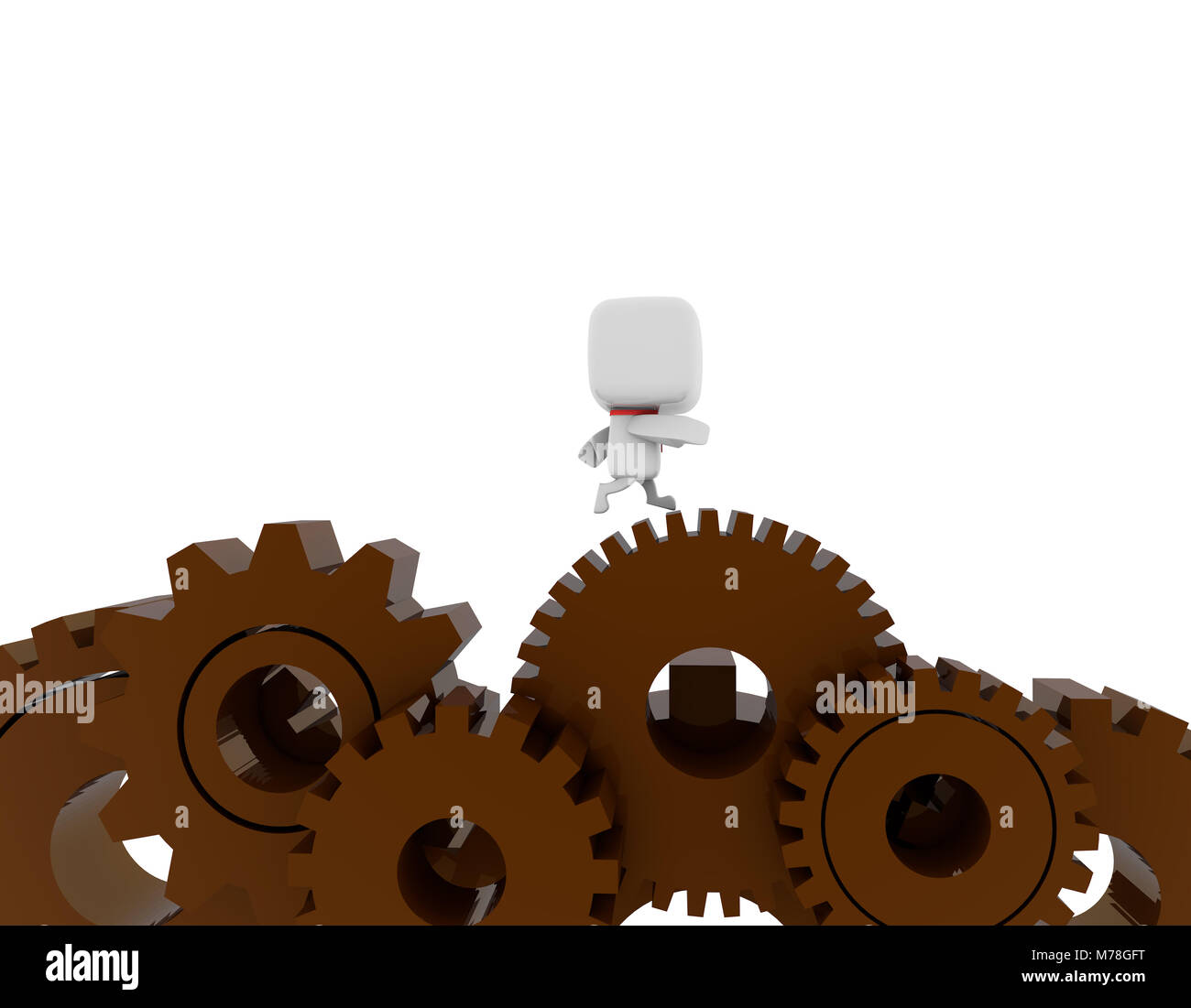 Small white man running on the gear Stock Photo - Alamy