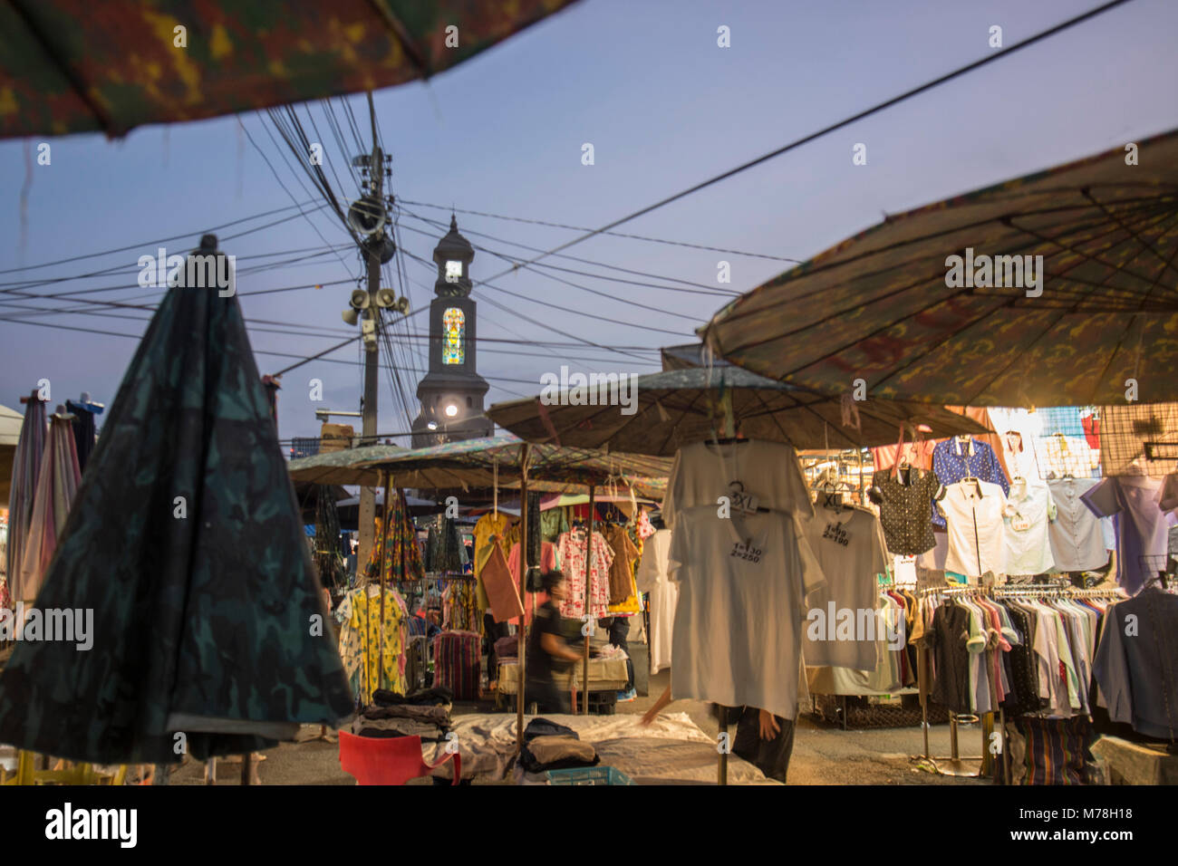 the Chatuchak Weekend Market at evening in the city of Bangkok in ...