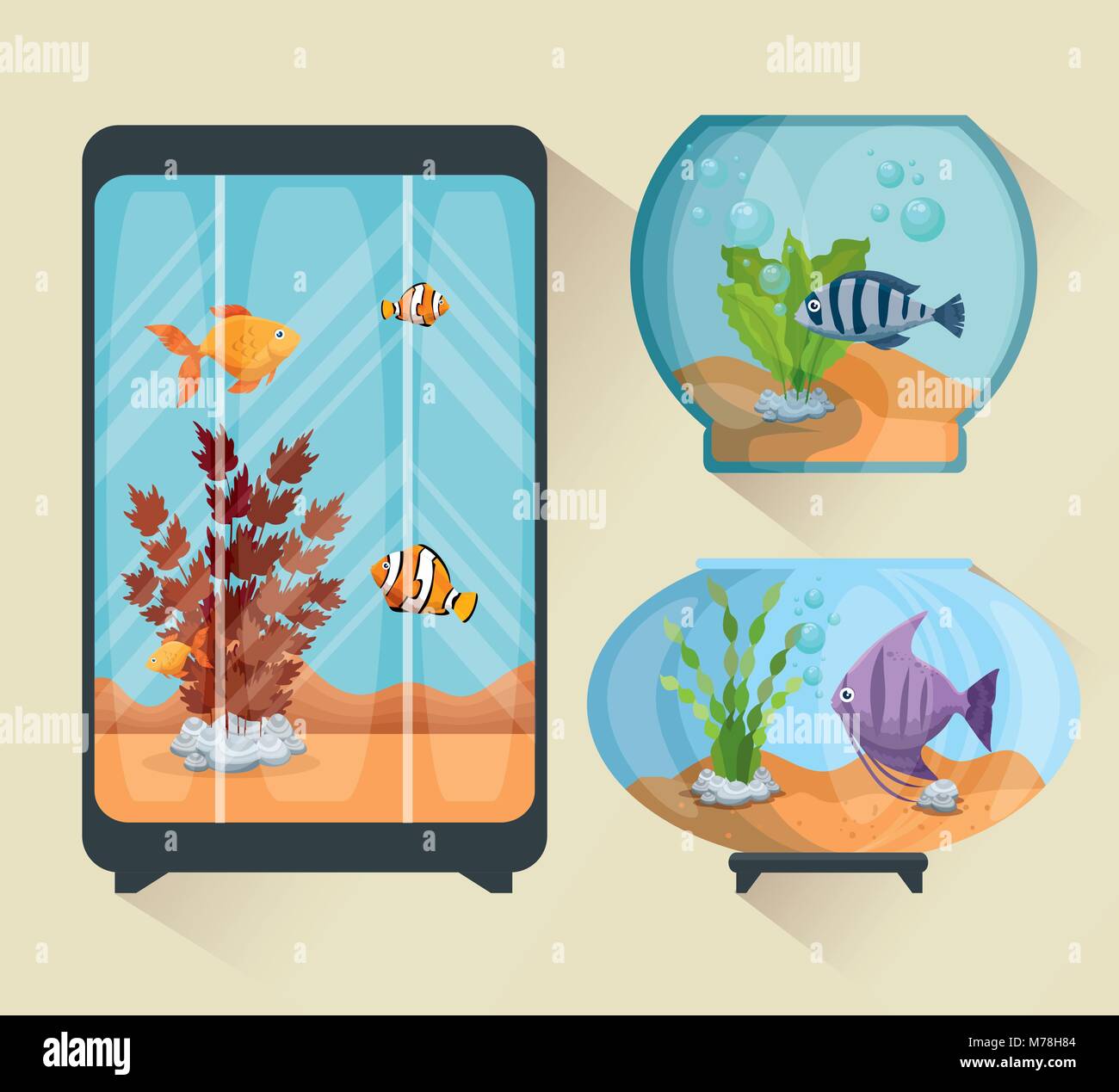 set beautiful aquariums icons vector illustration design Stock Vector ...