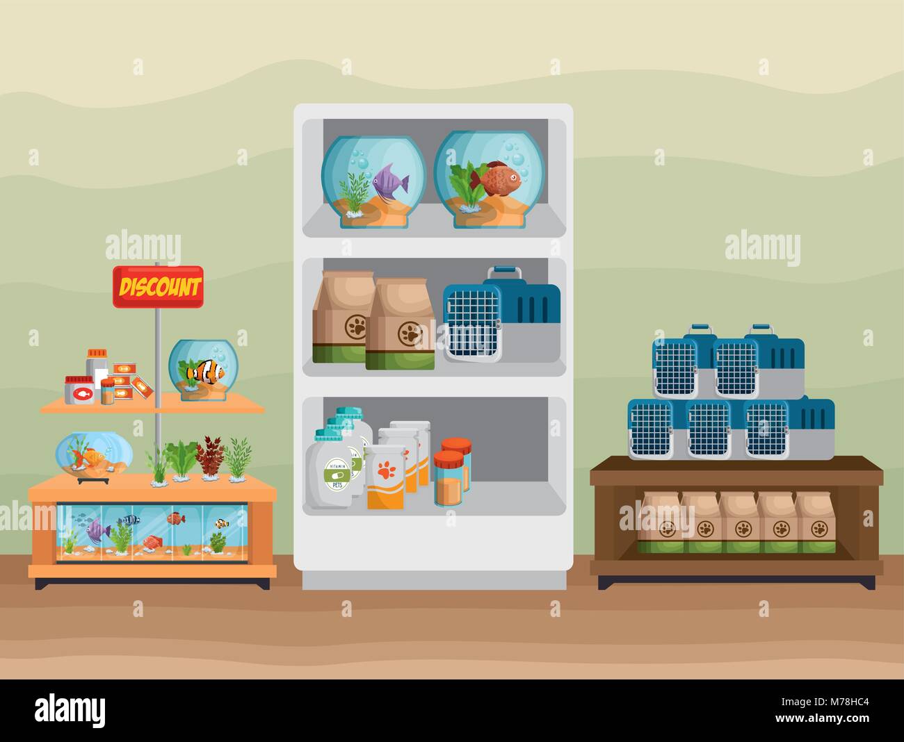 veterinary store shelvings set vector illustration design Stock Vector ...