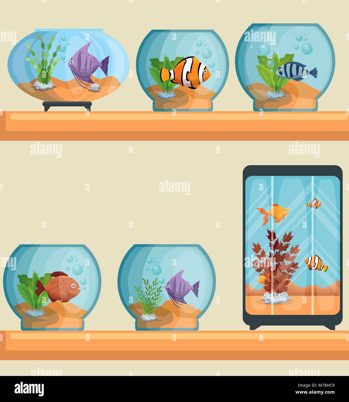 set beautiful aquariums icons vector illustration design Stock Vector ...