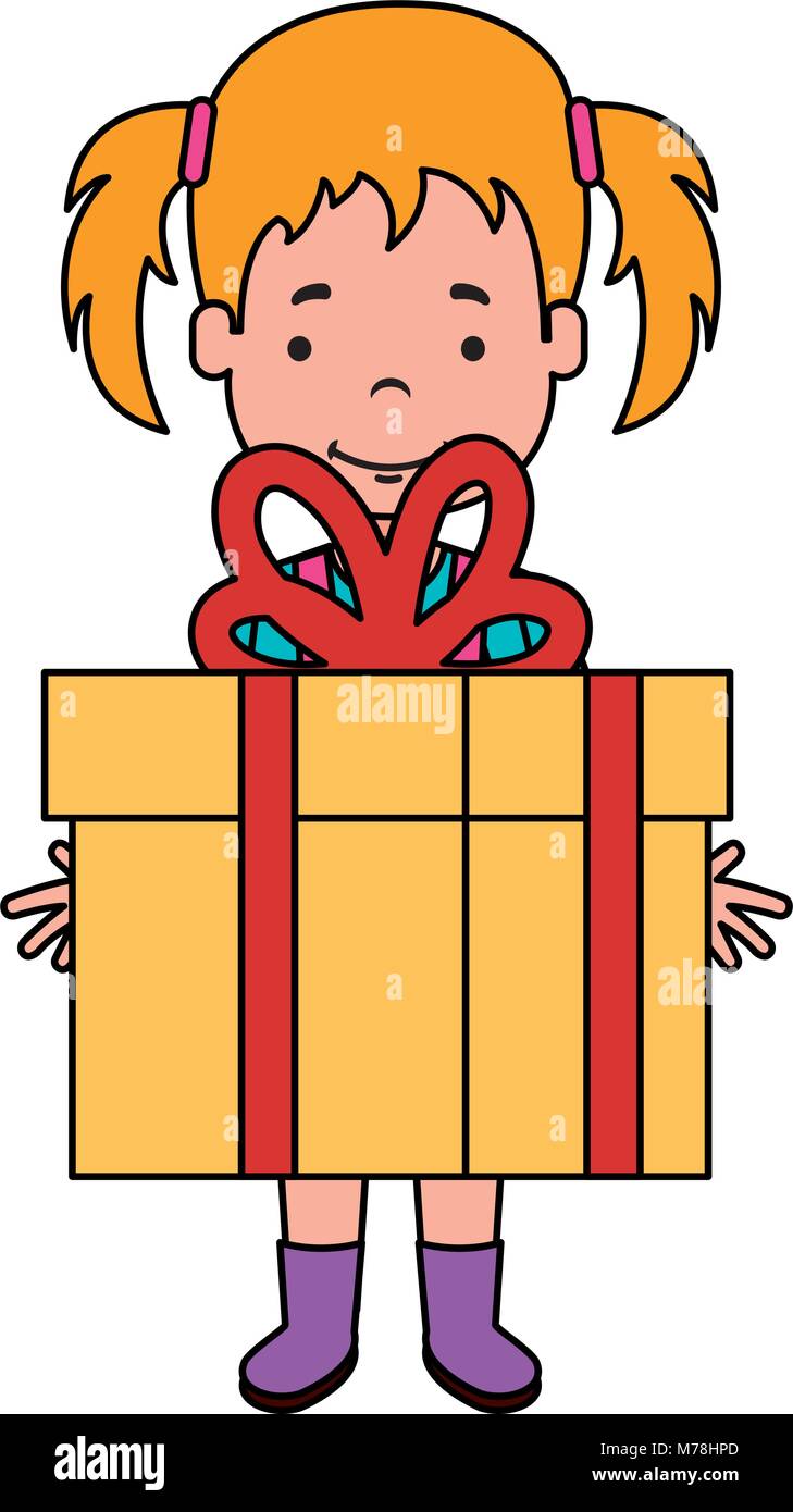 girl with gift character vector illustration design Stock Vector Image ...