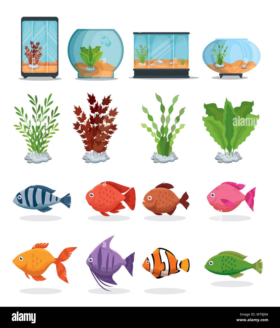 set beautiful aquariums icons vector illustration design Stock Vector ...