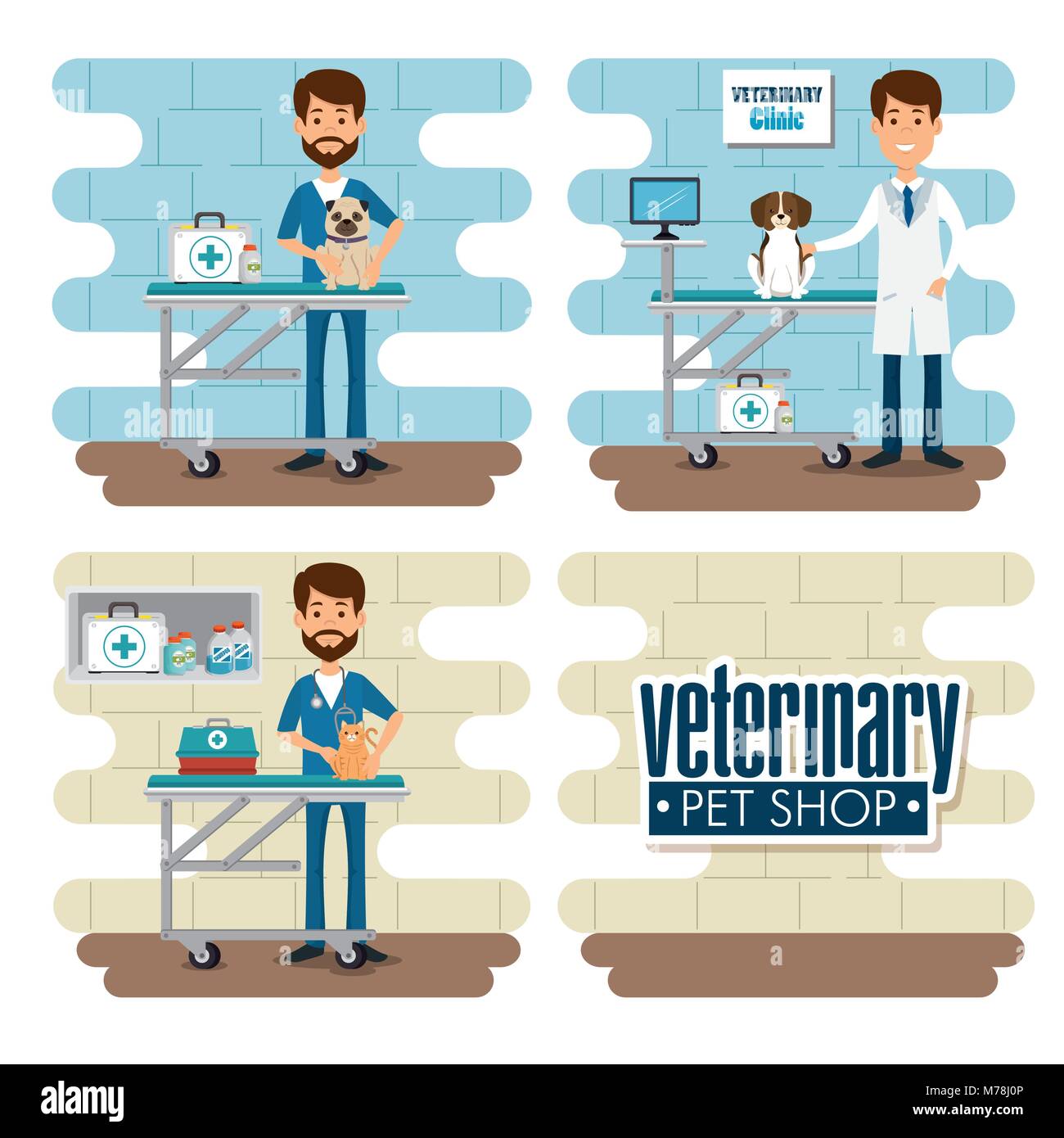 veterinary doctor with mascot character vector illustration design ...