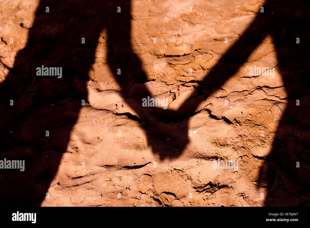 Couple caught by hands in shadow on beach sand Stock Photo - Alamy
