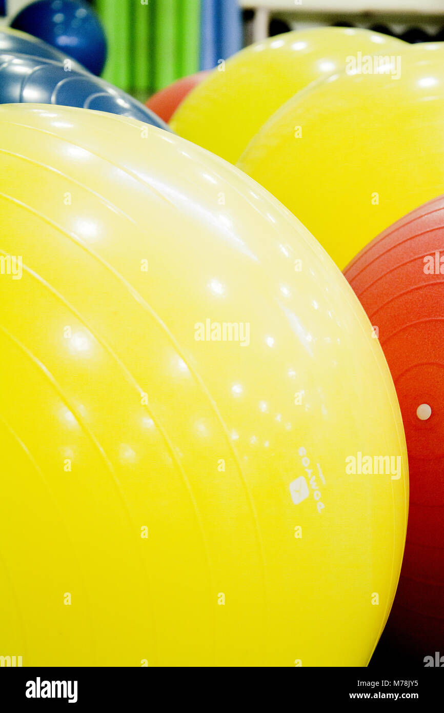Colored balls for gymnastics and pilates classes Stock Photo - Alamy