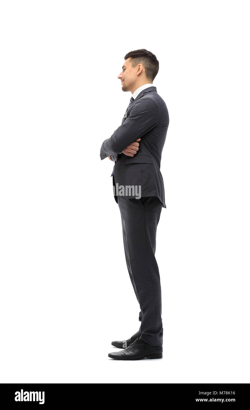 side view.full-length portrait of the modern businessman.isolated on ...