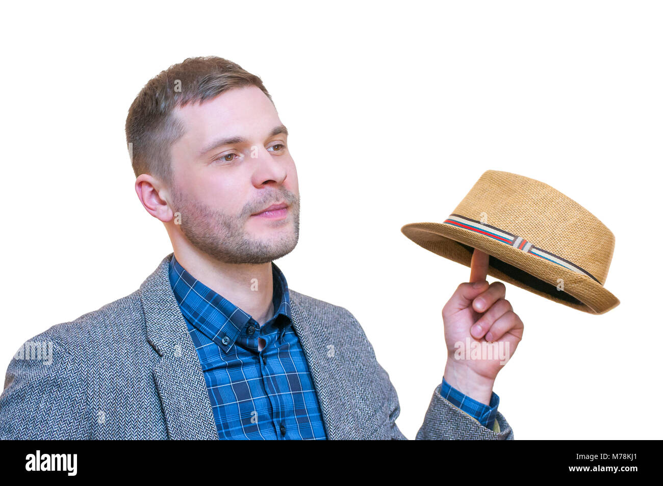 Portrait of young Caucasian Ethnicity thoughtful concentrated man ...