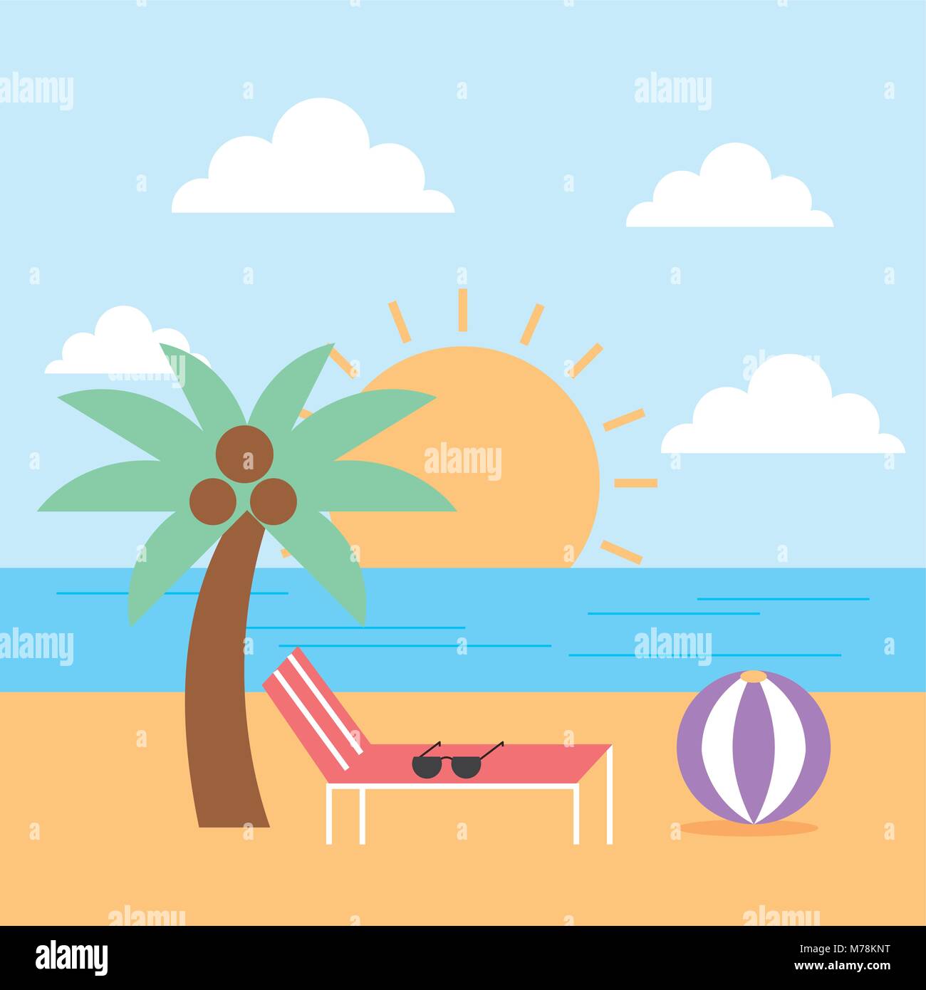 beach sea palm ball summer landscape Stock Vector Image & Art - Alamy